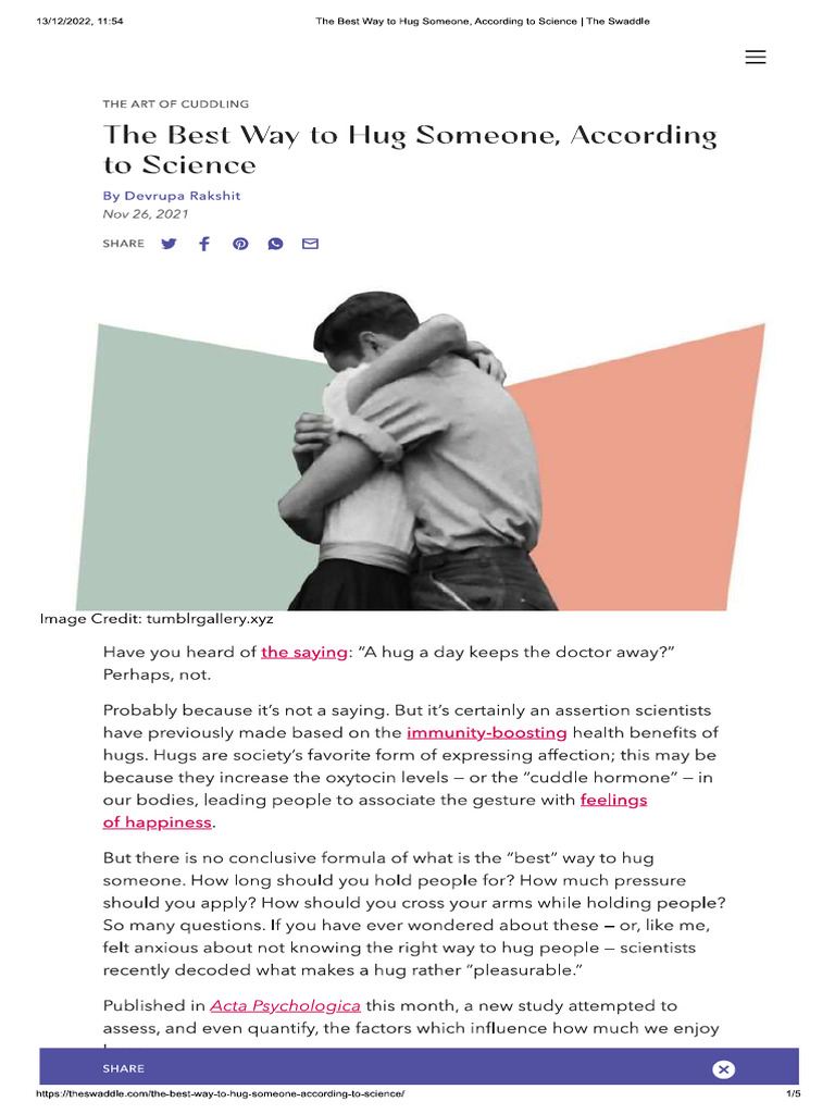 The Best Way To Hug Someone, According To Science | PDF