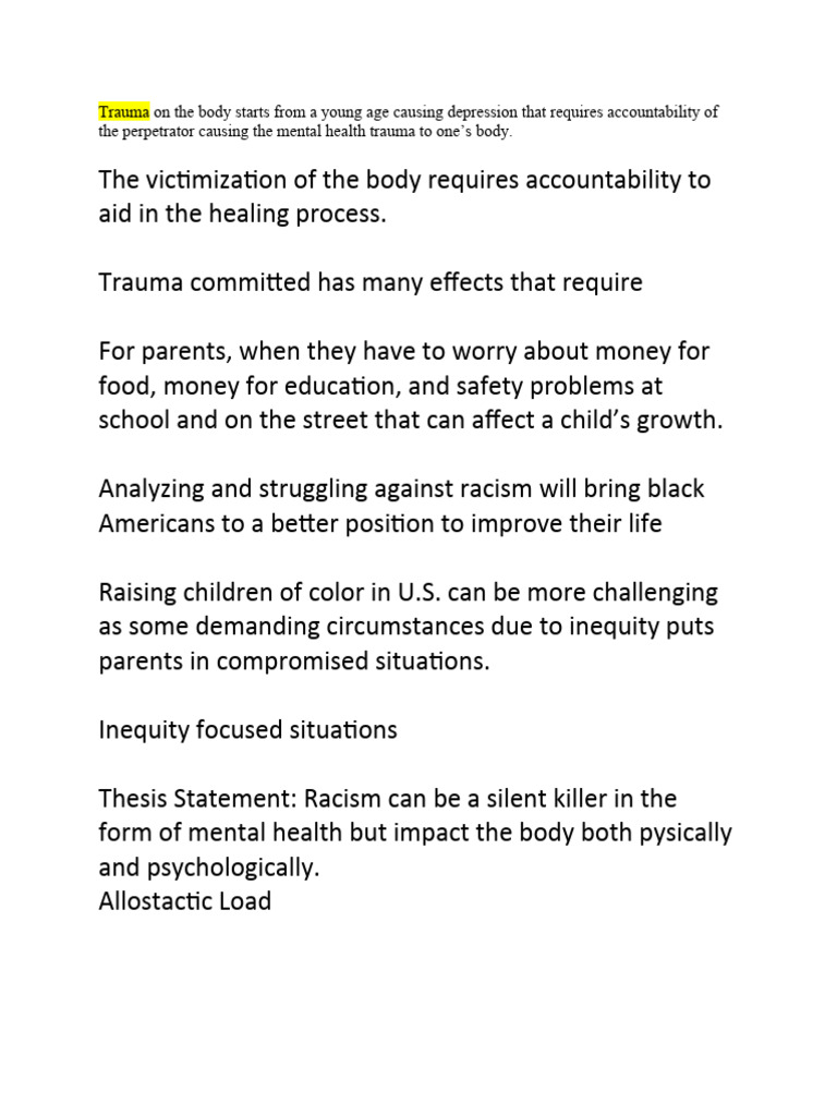 Examples of Thesis Statements | PDF | Discrimination & Race Relations ...