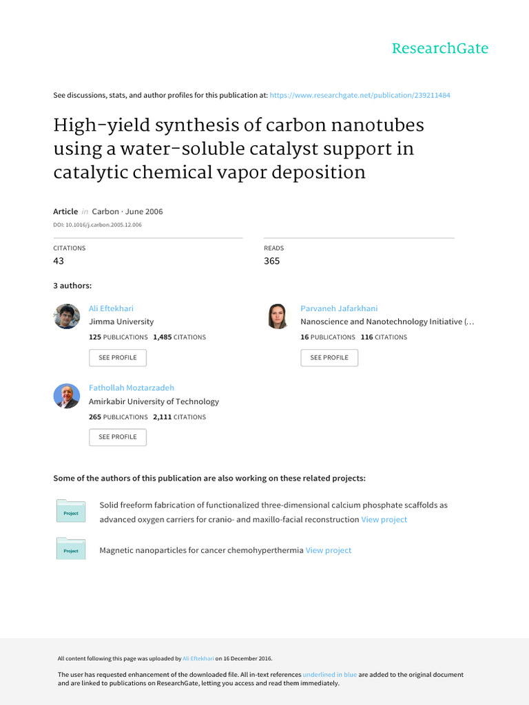 High-Yield Synthesis of Carbon Nanotubes Using A Water-Soluble Catalyst ...