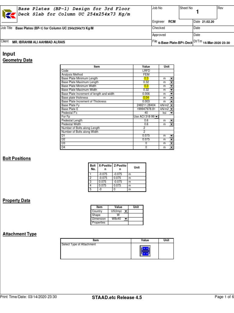 1 Base Plate BP1 Deck Slab | PDF | Stress (Mechanics) | Applied And ...