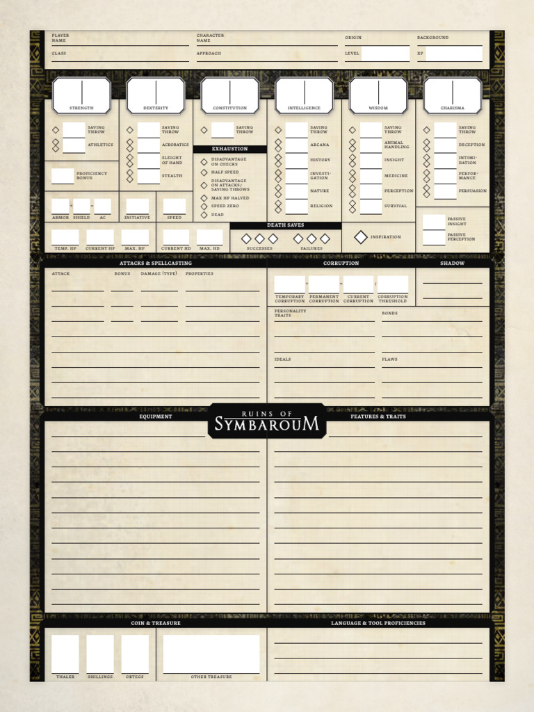 Ruins of Symbaroum Character Sheet | PDF