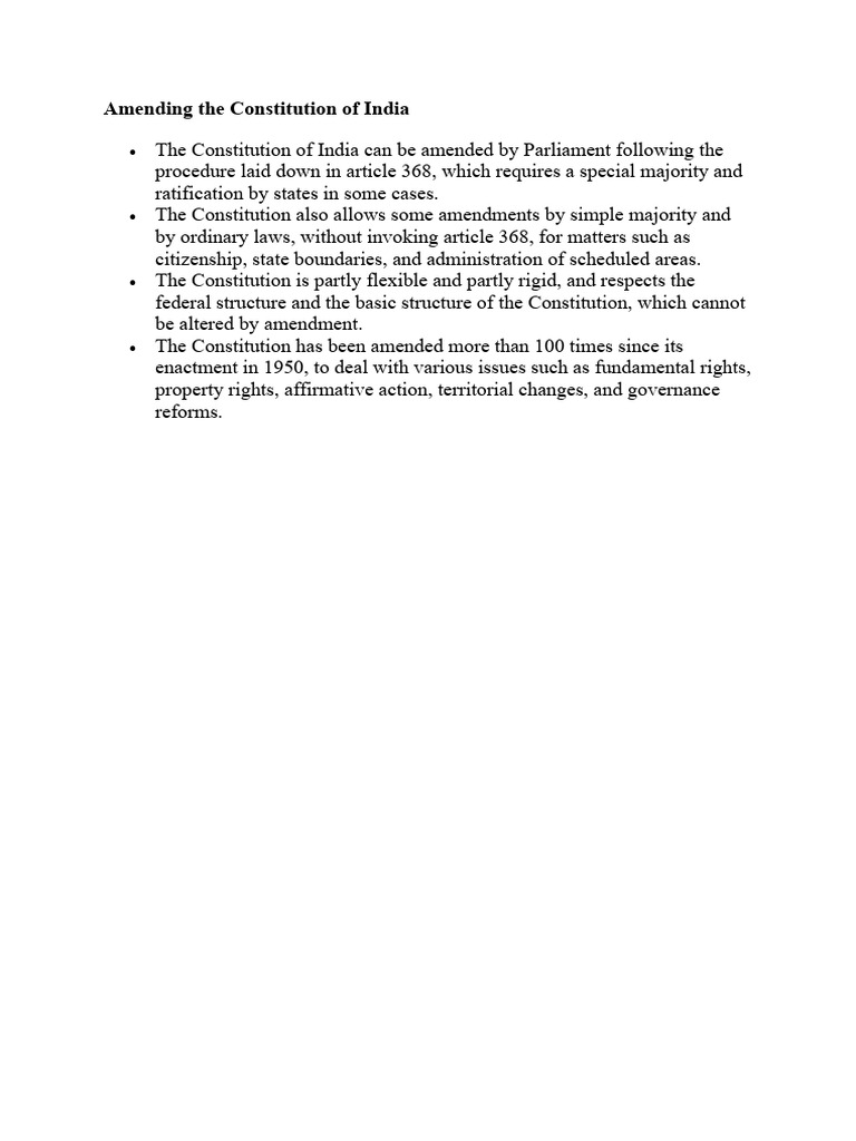 Amending the Constitution of India | PDF | Statutory Law | Document