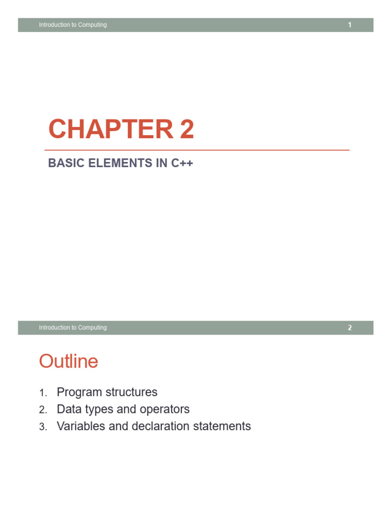Chap2 Basic Elements | PDF | Reserved Word | Namespace