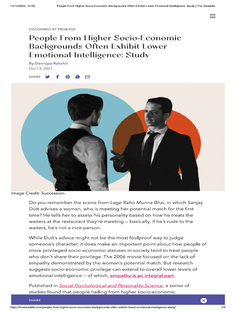 People From Higher Socio Economic Backgrounds Often Exhibit Lower ...