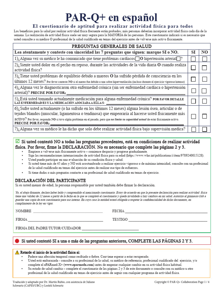 Spanish ParQ Completo | PDF | Carrera | Diabetes