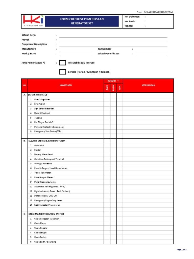 Checklist Alat 3 | PDF | Electrical Connector | Electrical Wiring