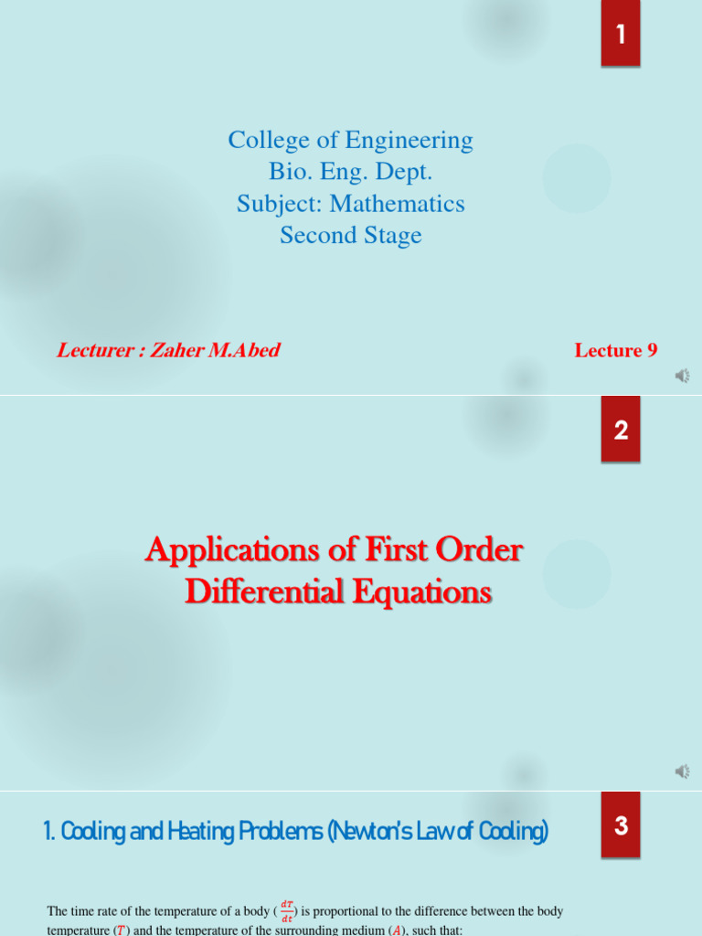 Applications of First Order Differential Equations - 121207 | PDF ...