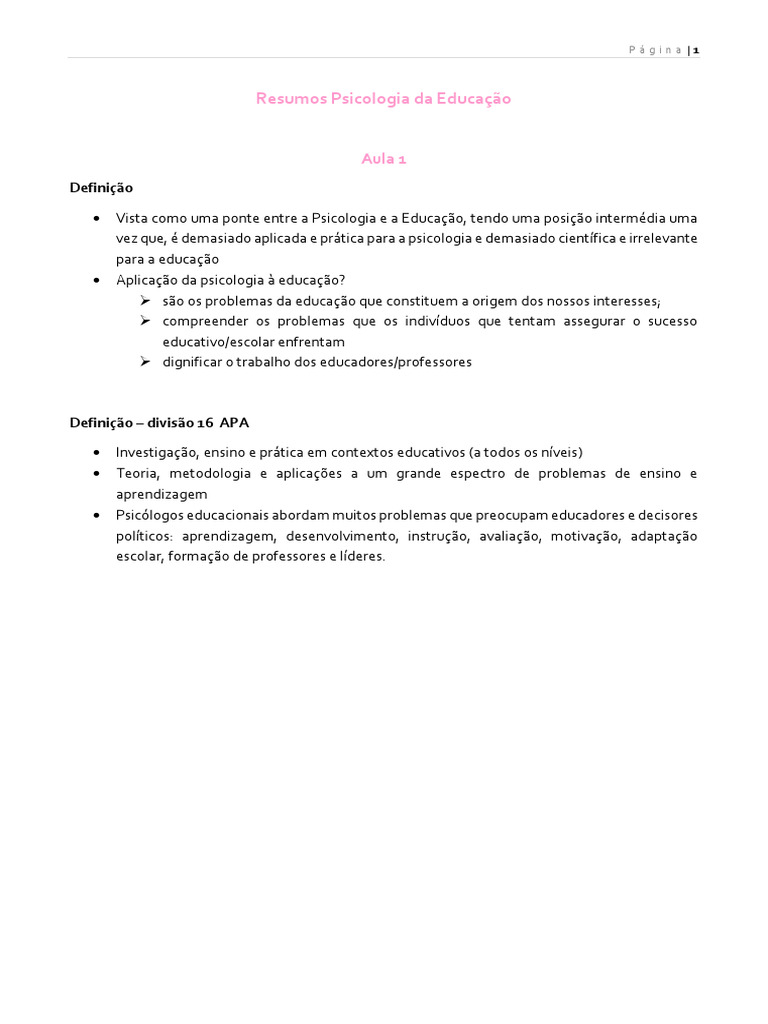 Resumos | PDF | Aprendizado | Família