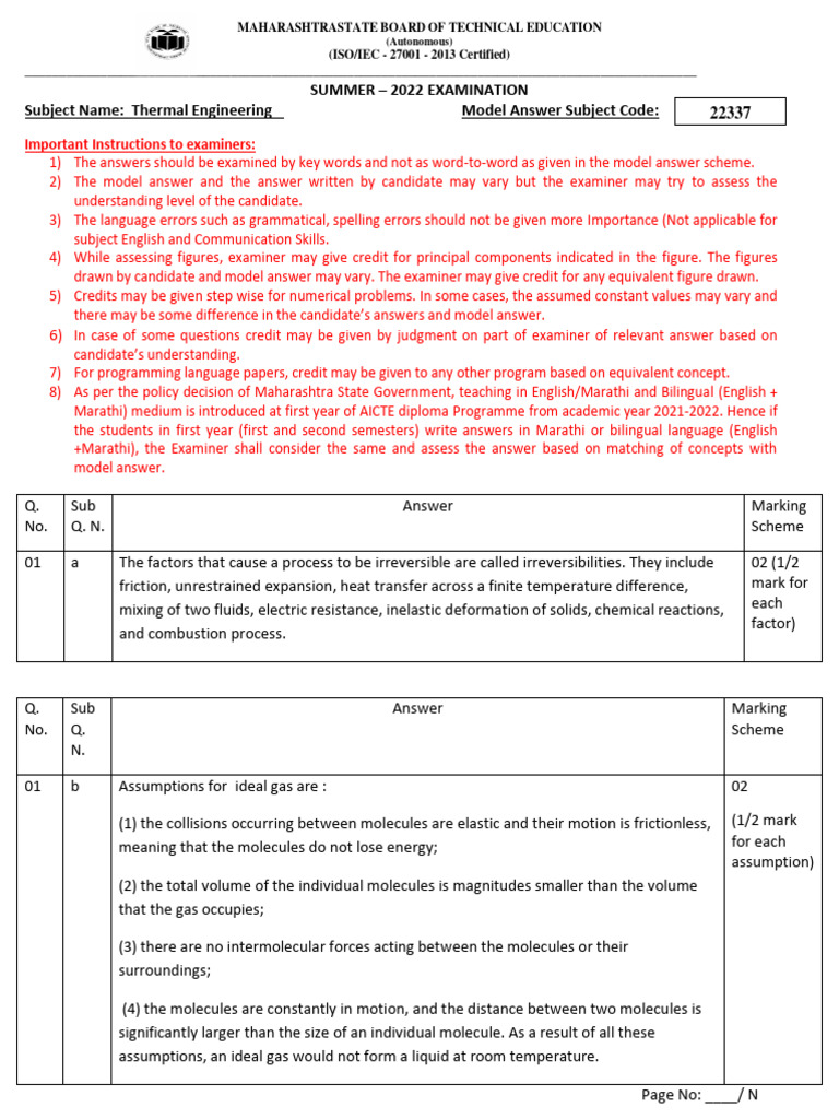 2022 Summer Model Answer Paper (Msbte Study Resources) | PDF | Heat Exchanger | Turbine