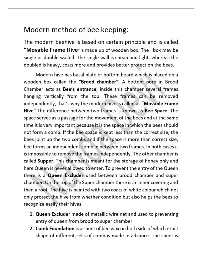 Modern Method of Bee Keeping:: The Modern Beehive Is Based On Certain ...