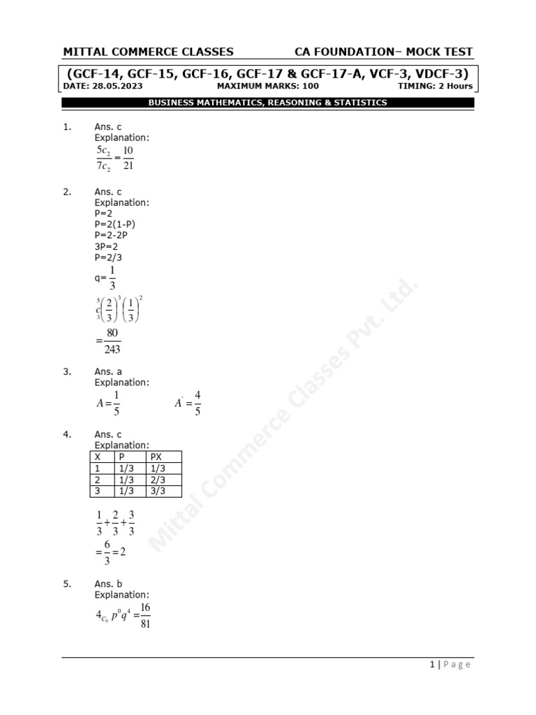 23 Maths(1) Answer | PDF | Depreciation | Mathematics