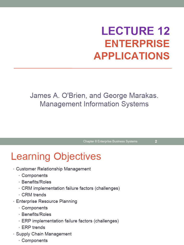 Lecture 12 | PDF | Enterprise Resource Planning | Customer Relationship ...