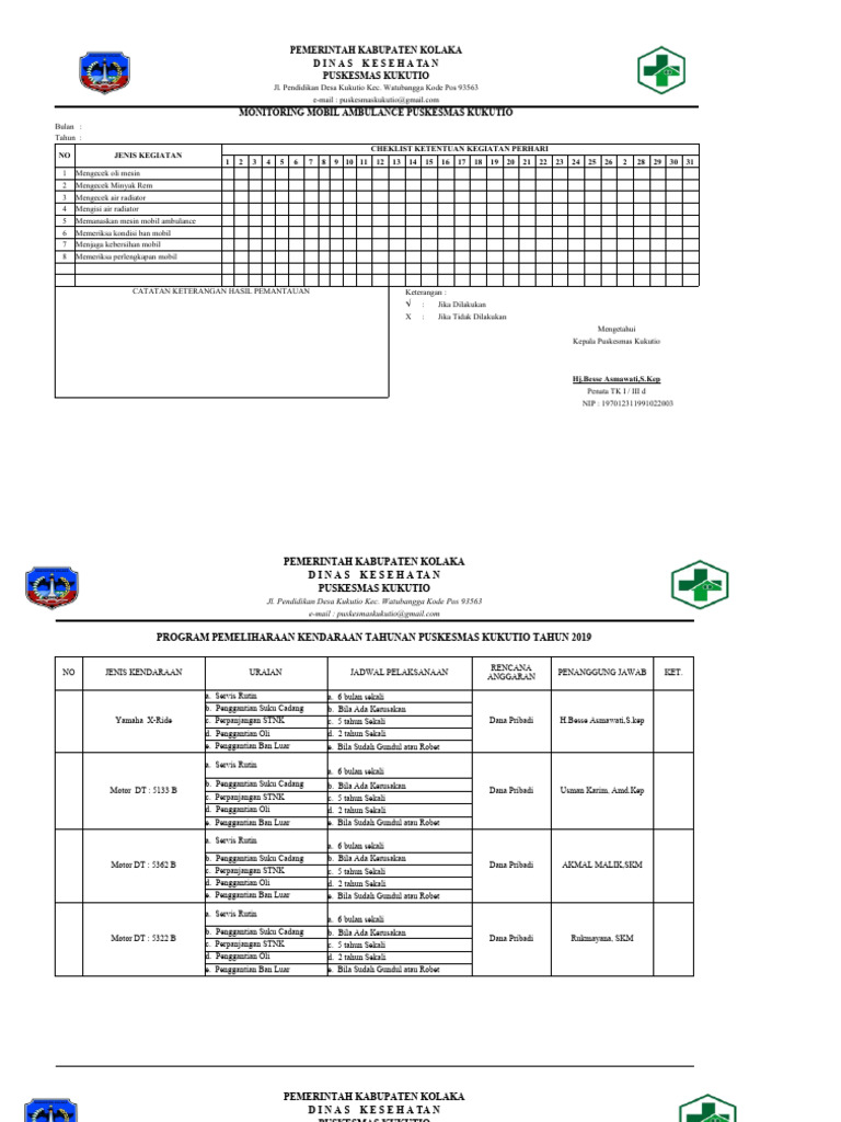 Monitoring Dan Proram Kerja Ambulance | PDF