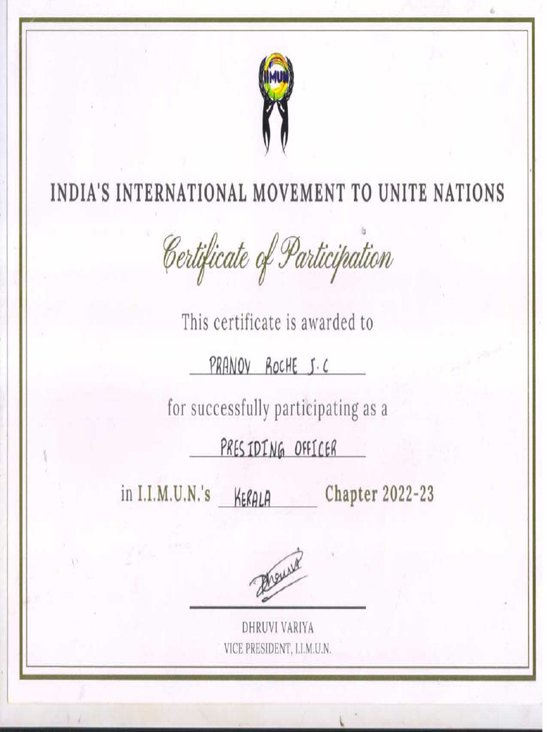 IIMUN Kerala Chairperson (1) | PDF