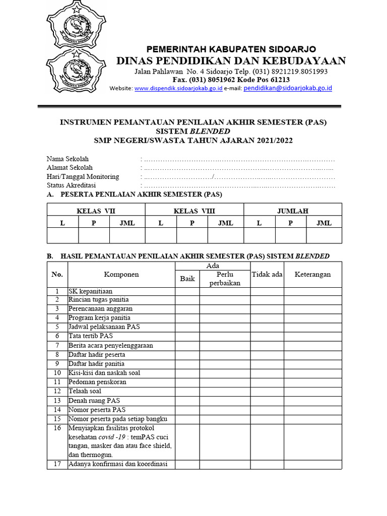 INSTRUMEN - PAS - 2021 Blended Dan Daring | PDF