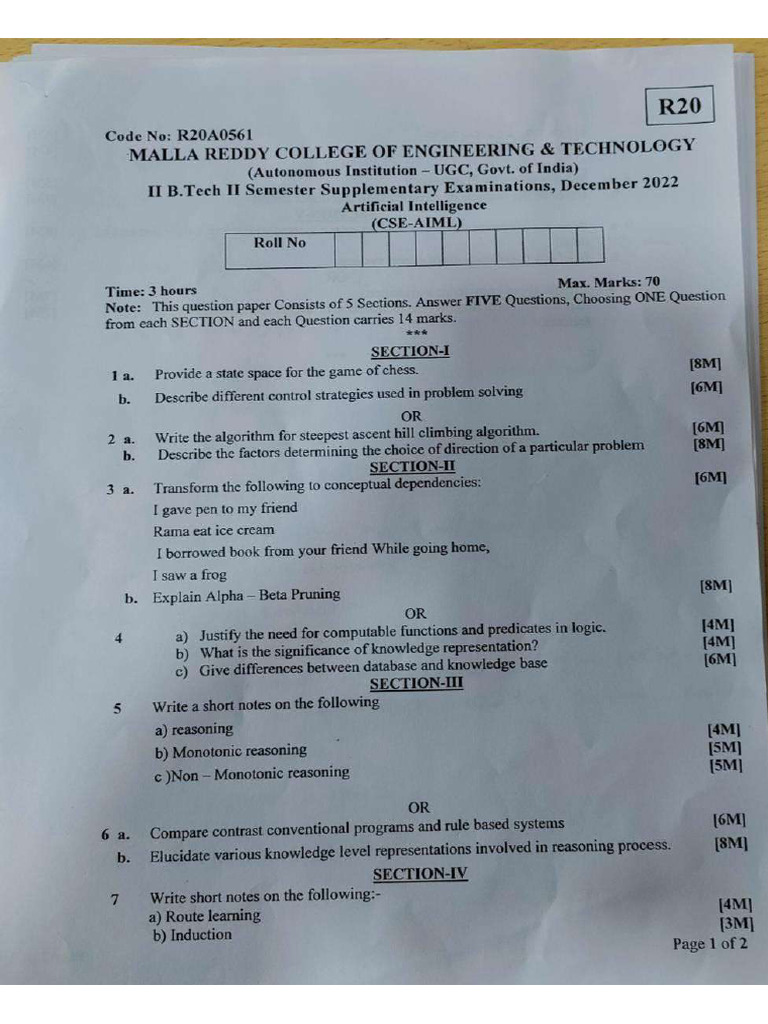 AI Old Question Papers | PDF | Artificial Intelligence | Intelligence ...