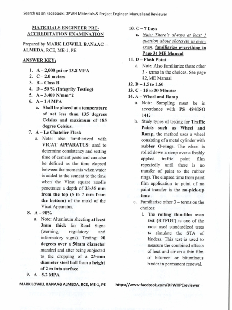 Materials Engineer Refresher Exam (March 2023) Answer Key | PDF