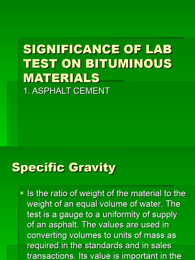 Significance of Lab Test On Bituminous Materials | PDF
