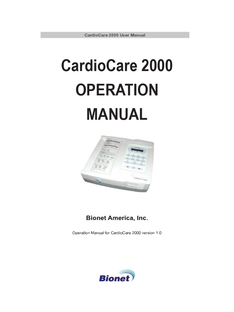 Ecg Bionet Cardiocare 2000 | PDF