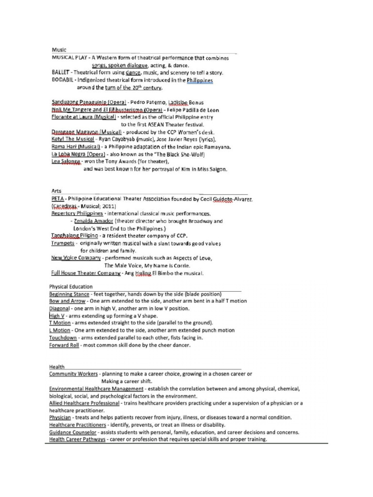 Mapeh 4th Quarter Reviewer For g10 | PDF