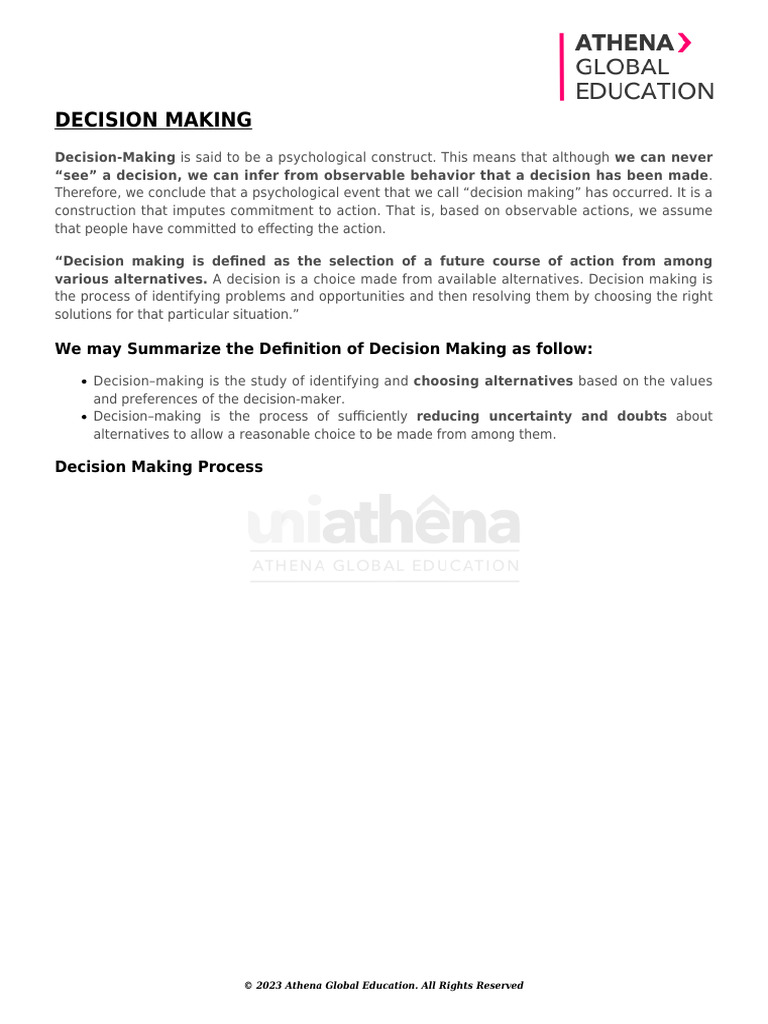Decision Making | PDF | Decision Making | Cognition