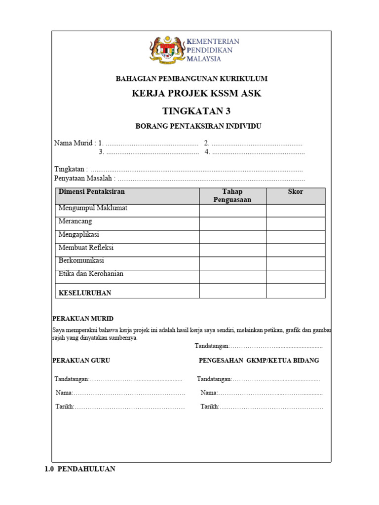 Contoh Projek Ask | PDF | Komputer | Teknologi & Rekayasa