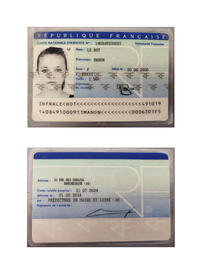 Cni Recto Verso Manon | PDF