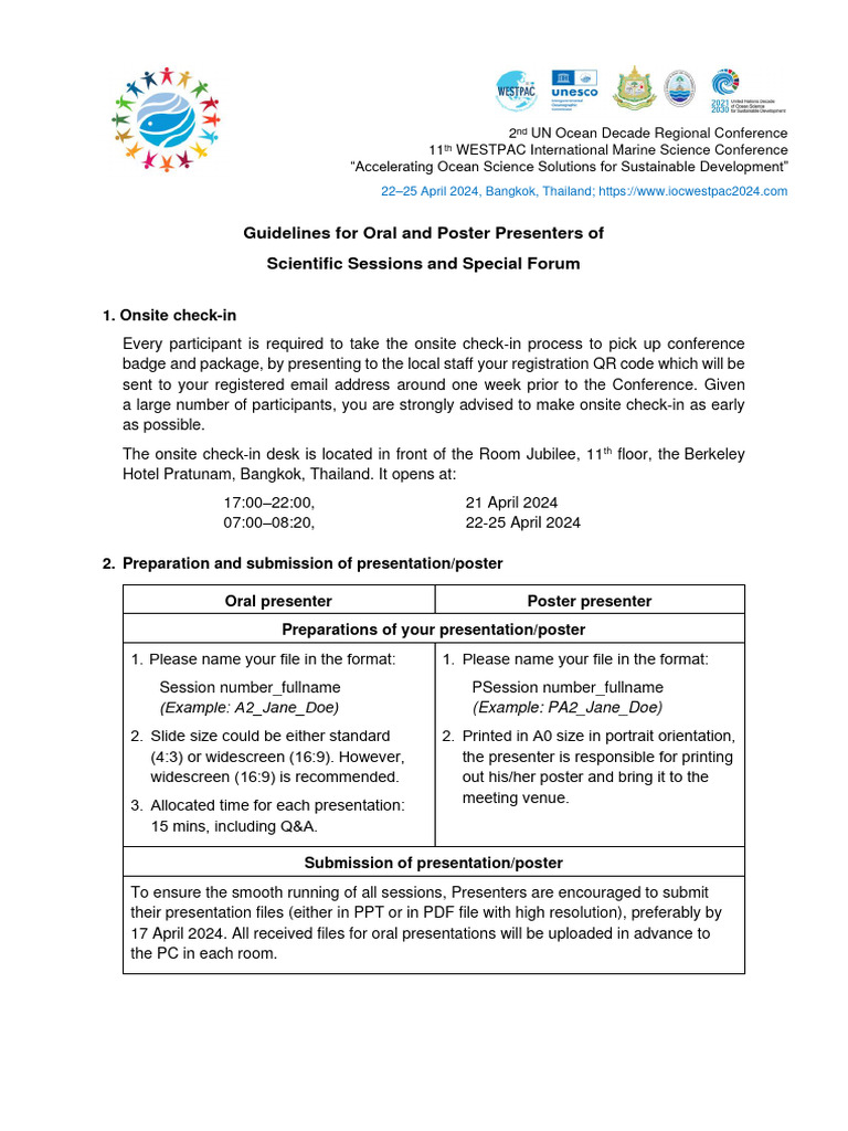 Guidelines for presenters_20240405-1 | PDF | Oceans | Sea