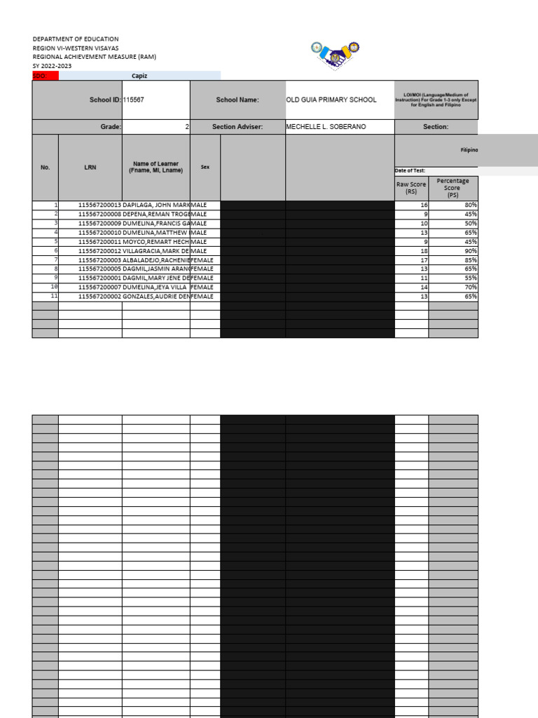 GRADE 2 Class Scoresheet Key Stages 1 and 2 - v2 GR.3 | PDF