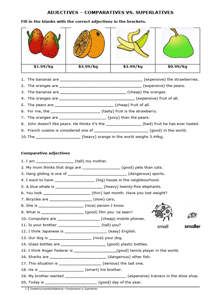 Adjectives: Comparatives & Superlatives | PDF | Language Arts ...