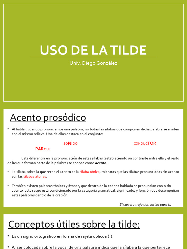 Uso de la tilde | PDF | Lingüística | Unidades Semánticas