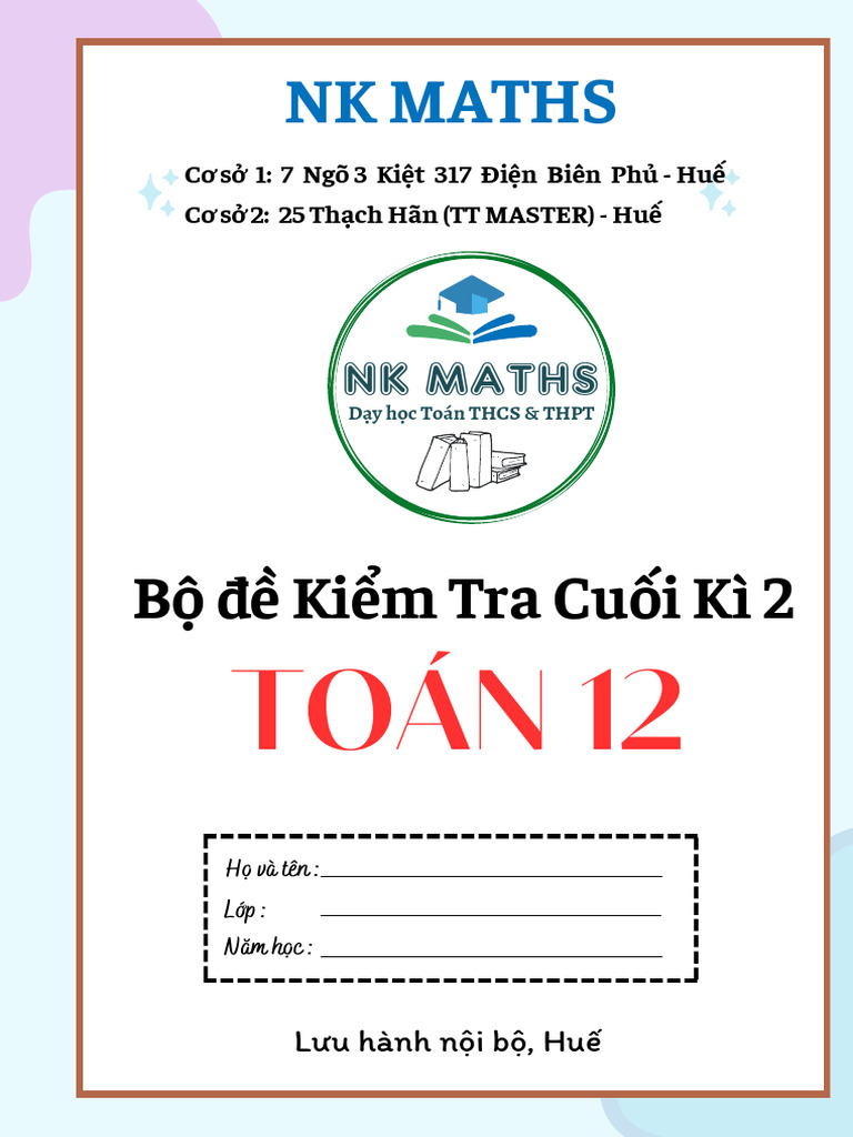 Bo de Kiem Tra Cuoi Ki 2 Toan 12 Cac Truong THPT Tinh Thua Thien Hue | PDF