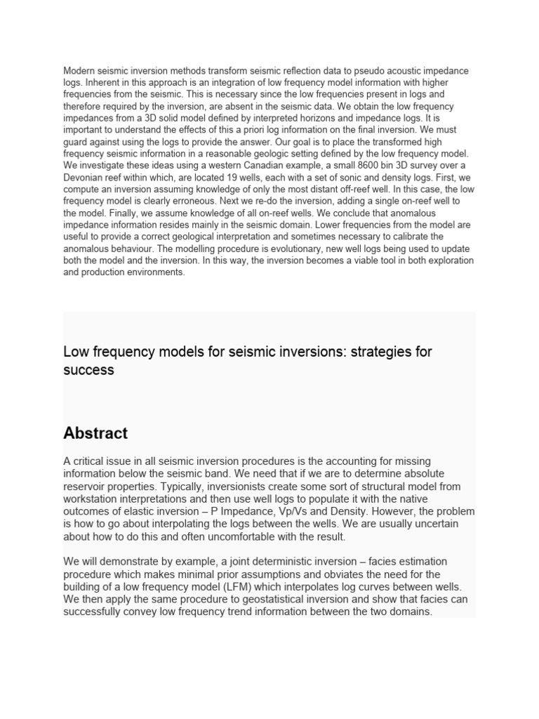 Inversion Vvi | PDF | Reflection Seismology | Information