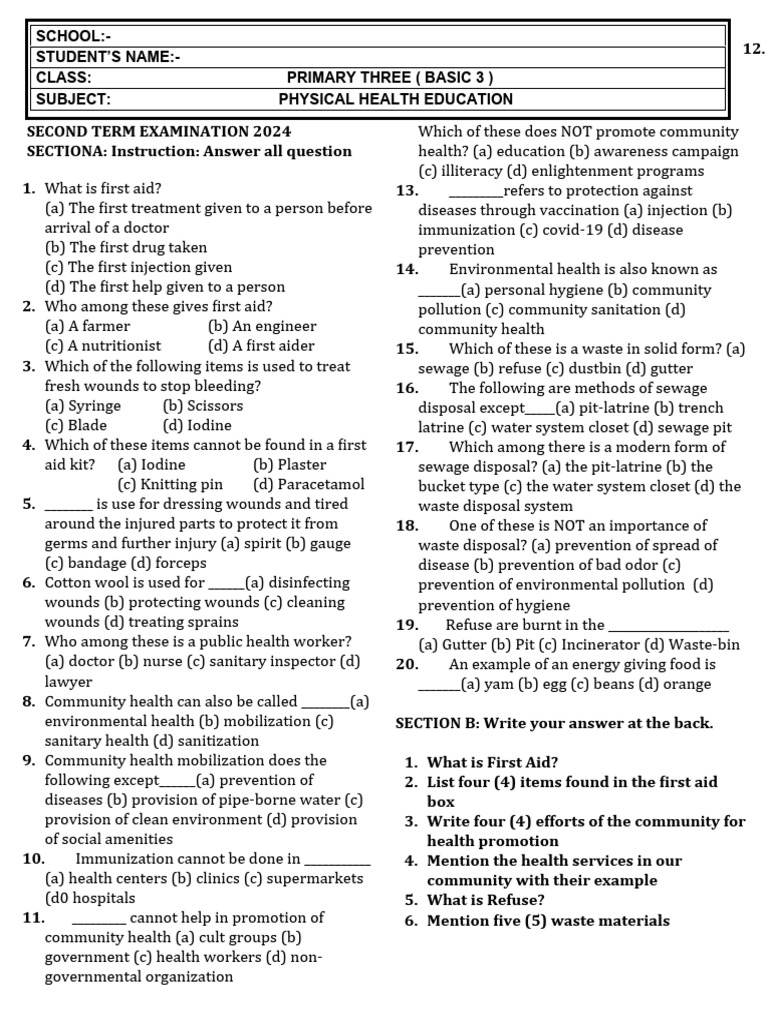Basic 3 Second Term Examination 2022 | PDF | Computer Hardware | Soil