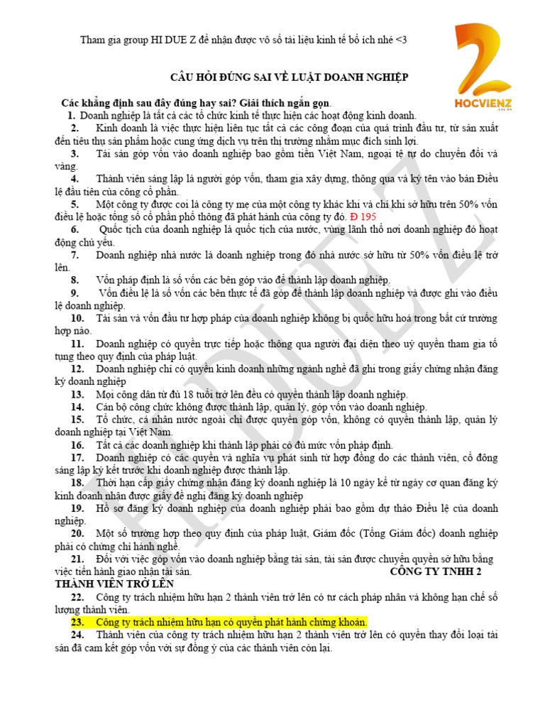 Cau Hoi Trac Nghiem DUNG-SAI) BT NG D NG LDN (2 | PDF