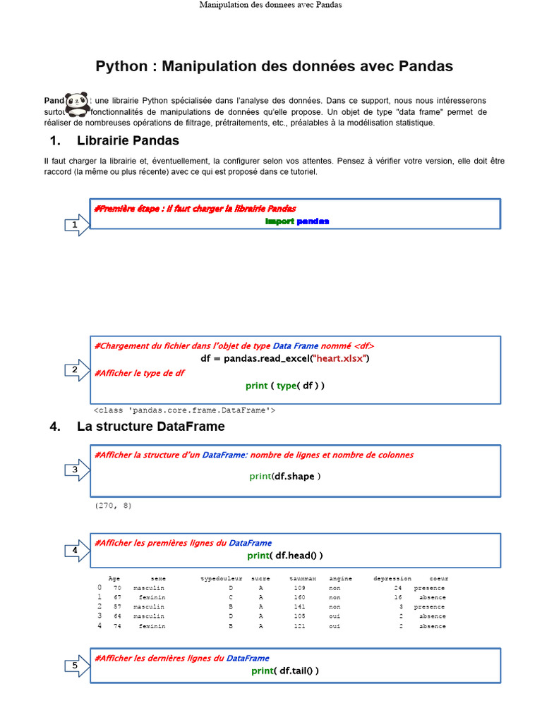 Manipulation des données avec Pandas | PDF | Programmation informatique ...