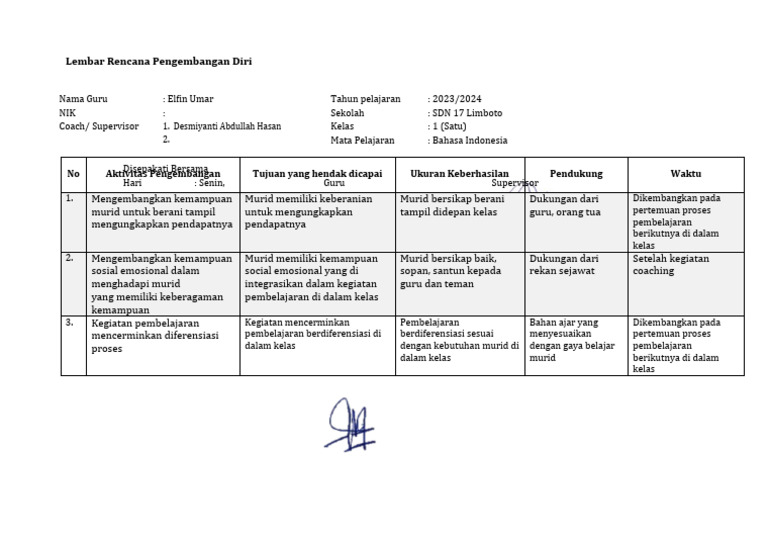Lampiran 7 - Lembar Rencana Pengembangan Diri | PDF