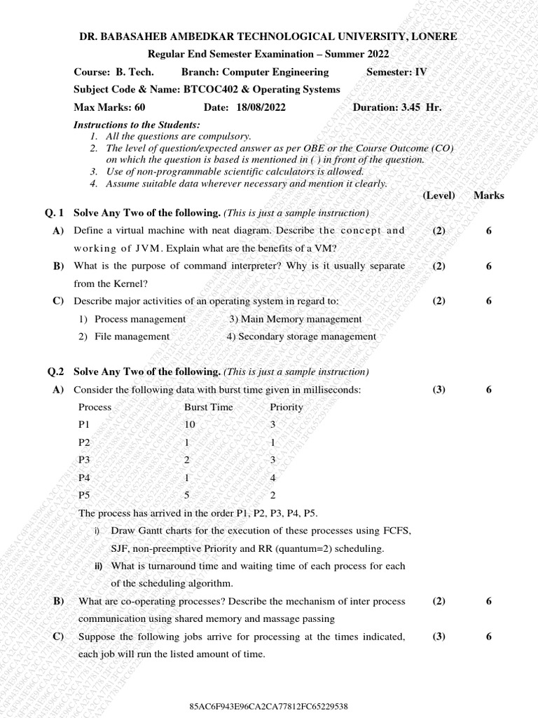 Btech Cs 4 Sem Operating Systems Btcoc402 Aug 2022 (1) DBATu | PDF ... Btech Cs 4 Sem Operating Systems Btcoc402 Aug 2022 (1) DBATu | PDF ...