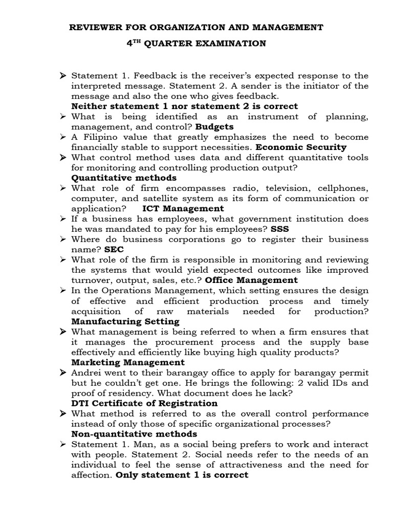 ORGMAN REVIEWER 4th QUARTER | PDF | Recruitment | Human Resources