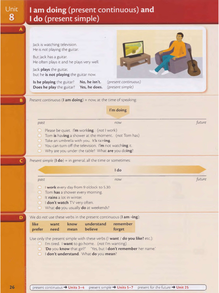 Present Simple or Cont Essential | PDF | Syntax | Linguistic Morphology Present Simple or Cont Essential | PDF | Syntax | Linguistic Morphology
