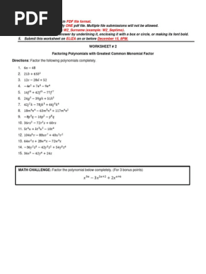 Common Monomial Factoring Worksheet Pdf PPT Factoring POLYNOMIALS