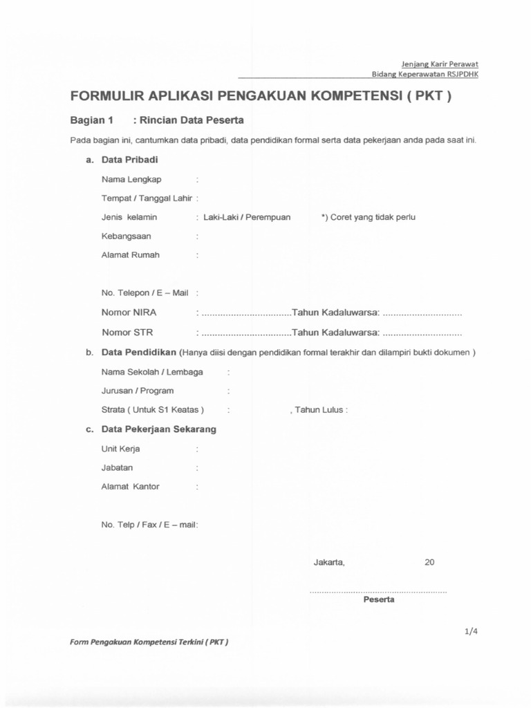 Form Aplikasi PKT (Portofolio) 001 | PDF