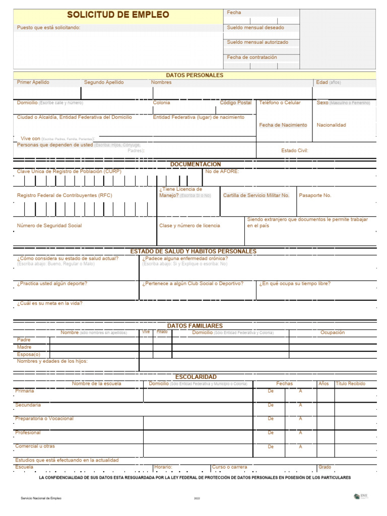 SNE_SOLICITUD_DE_EMPLEO_PLANTILLA_PDF | PDF