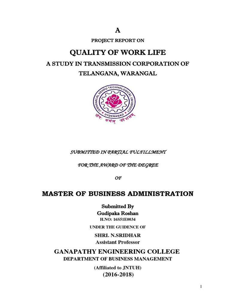 Roshan Quali Ty of Work Life | Download Free PDF | Job Satisfaction ...