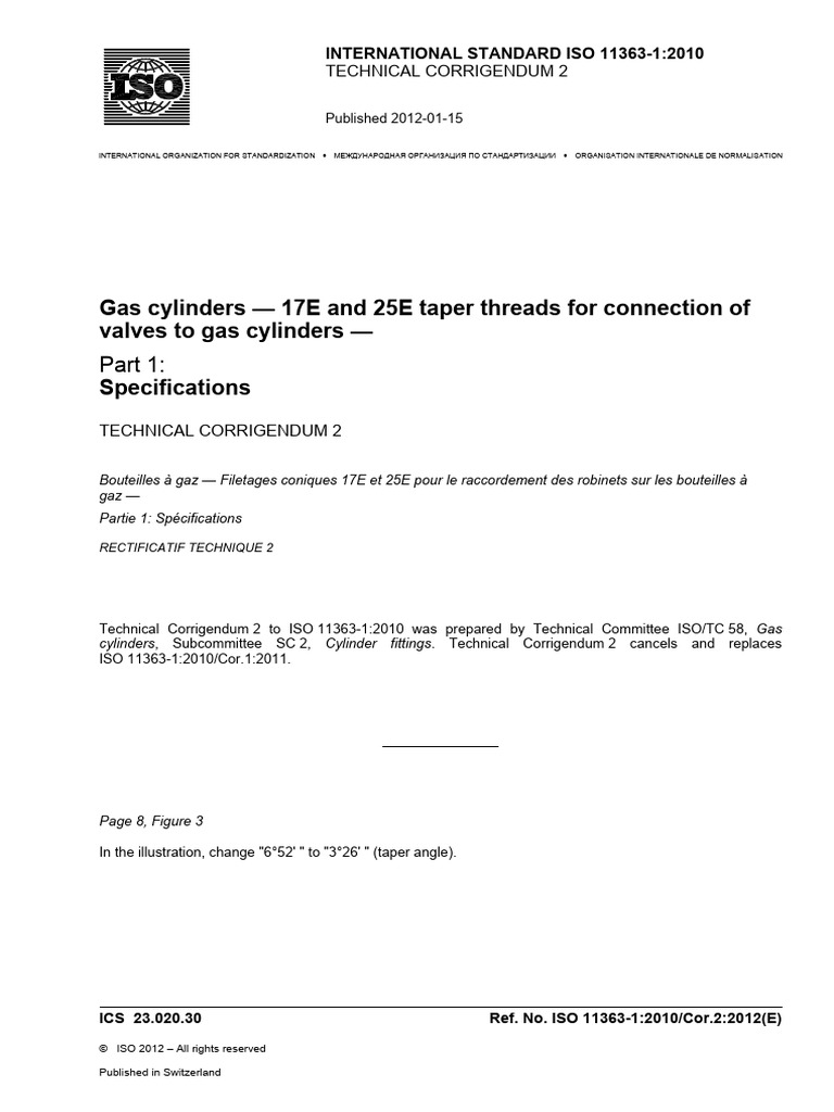 ISO 11363-1:2010 Corrigendum 2 | PDF