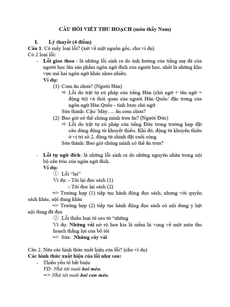 Vũ Thị Hoài Chi - Câu Hỏi Thu Hoạch Về "Lỗi" | PDF