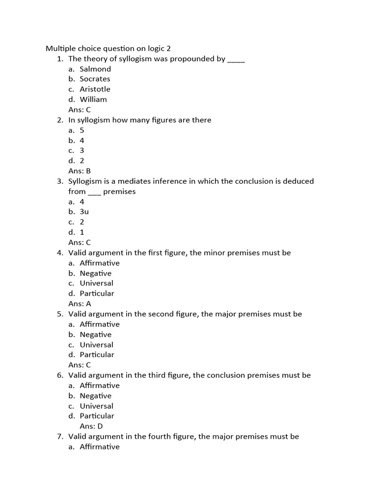 LOGIC II QUESTION BANK | PDF | Logic | Deductive Reasoning