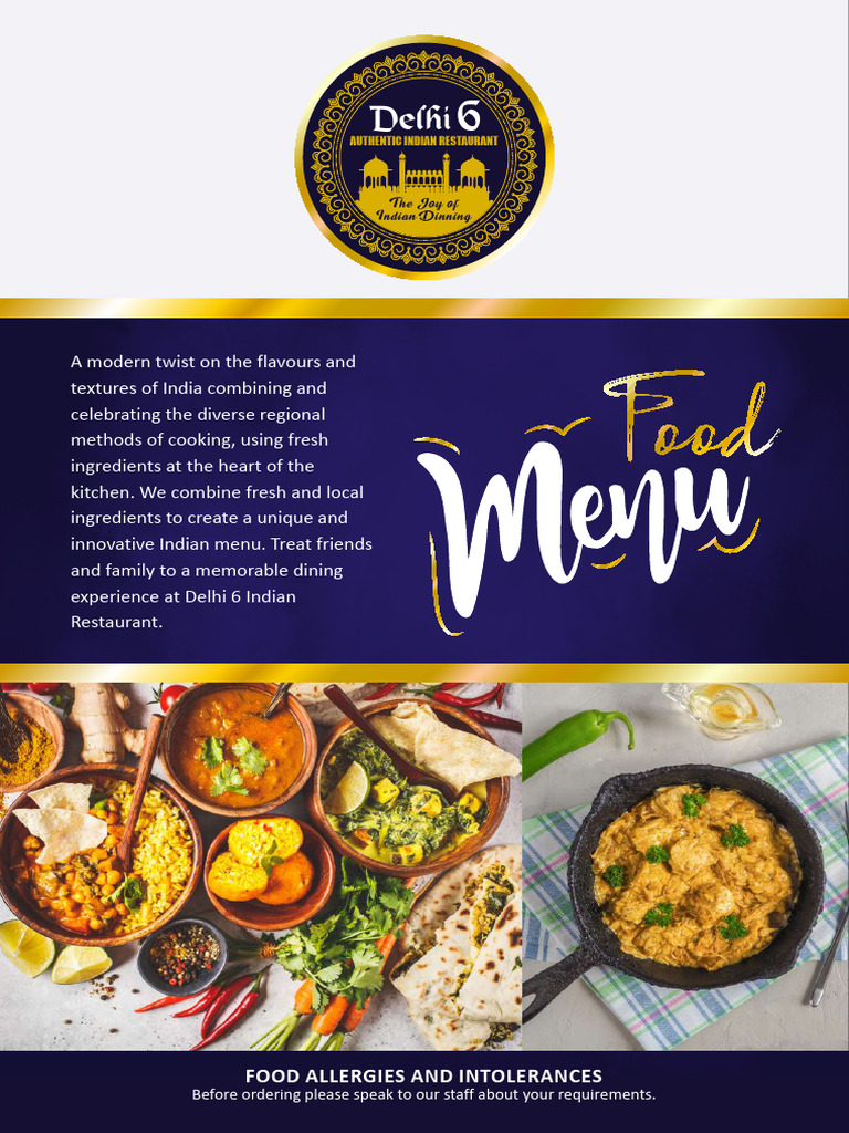 Delhi 6 Menu | PDF | Indian Cuisine | Curry
