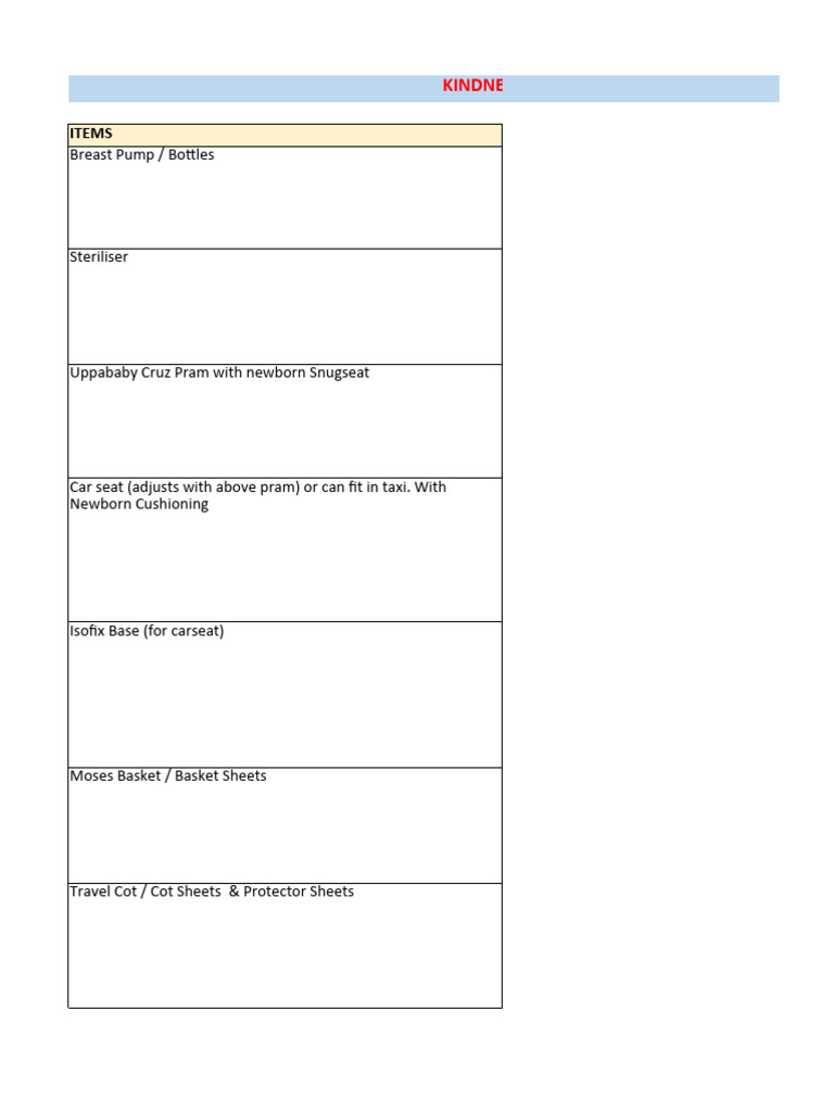 Baby and Toddler Item Exchange List | PDF
