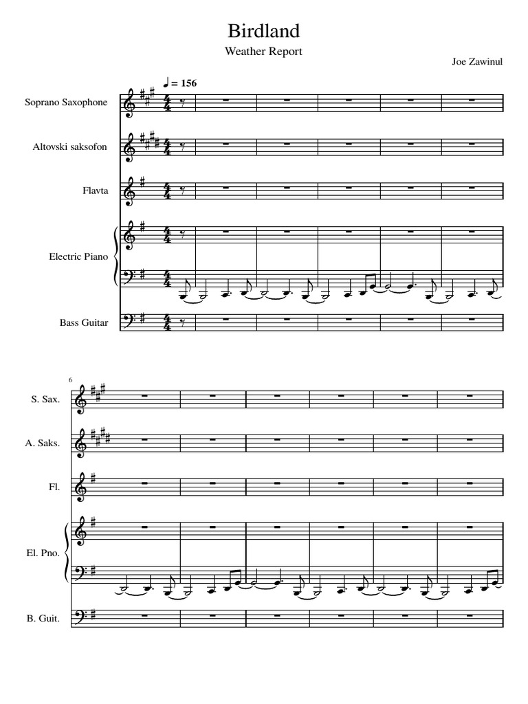 BIRDLAND For Jazz Quintet | PDF | Popular Music | Saxophone